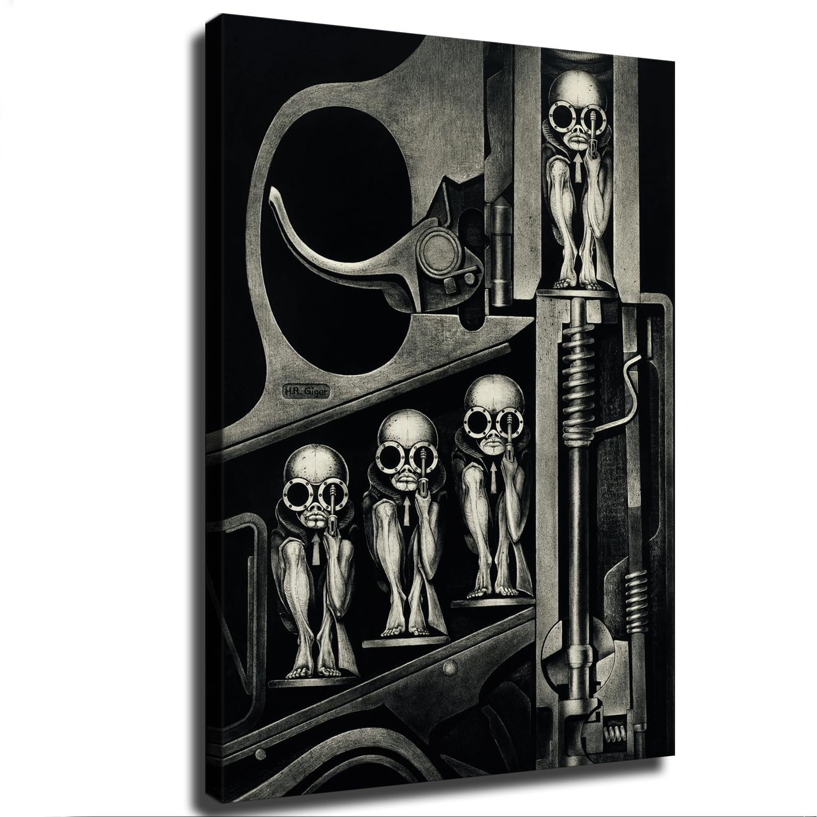 GuriDo Birth Machine by HR Giger Dark Abstract Poster Canvas Art Print Painting Wall Decoration Picture Modern Decorative Aesthetic Bedroom Decoration Poster (08x12inch,Framed)