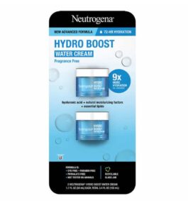 neutrogena hydro boost hyaluronic acid hydrating water cream daily face moisturizer for dry skin, oil-free, non-comedogenic face lotion, 1.7 fl. oz 2 pack