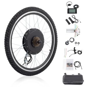 ktaxon electric bike conversion kit, 48v 1000w ebike conversion kit, 26" e-bike conversion kits with pas, lcd display, aluminum alloy frame and gearless hub motor(rear wheel w/flywheel)