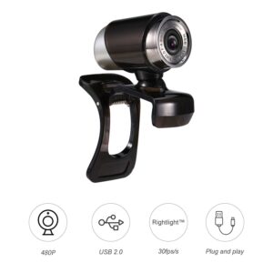 ADBEN 480P Webcam Live Streaming Webcam 360 Degree Rotatable USB Web Camera for PC Laptop Clip-On Webcam for Video Conference Meeting Gaming Desktop Office