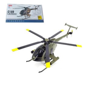 chuo remote control helicopter for adults, 1/28 rc helicopter toys md500 c189 2.4g aircraft 4ch brushless single-rotor rc airplanes military aileronless helicopter with 6-axis gyro - rtf