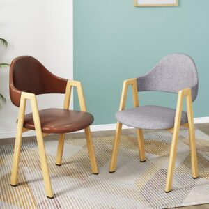 RILOOP Waterproof Pu Kitchen Chairs Home Wooden Dining Chairs with Soft Backrest, Durable Dining Room Chair with Anti-Slip Legs, for Kitchen, Home/A32