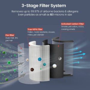 Ganiza G200 Air Purifiers and Pet A11ergy Filter Bundle, 1298ft² Coverage, H13 True HEPA Filter Remove Pet Hair Dander Pollen Smoke Dust Mold