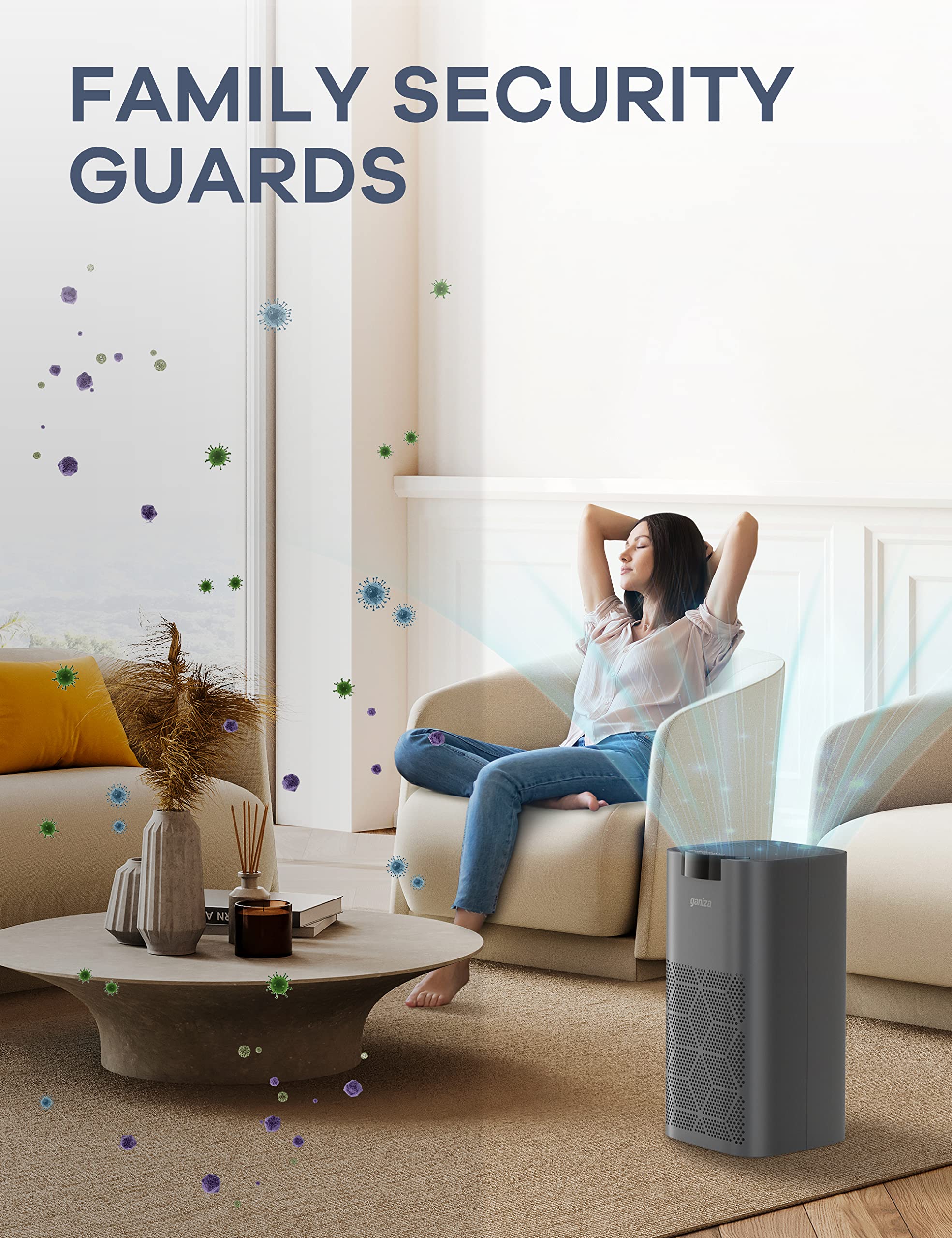 Ganiza G200 Air Purifiers and Pet A11ergy Filter Bundle, 1298ft² Coverage, H13 True HEPA Filter Remove Pet Hair Dander Pollen Smoke Dust Mold