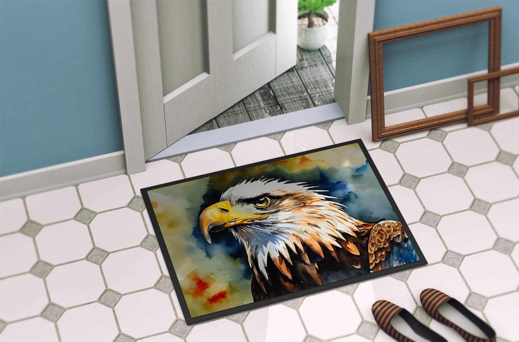 Caroline's Treasures DAC3208JMAT Eagle Doormat Front Door Mat Indoor Outdoor Rugs for Entryway, Non Slip Washable Low Pile, 24H X 36W