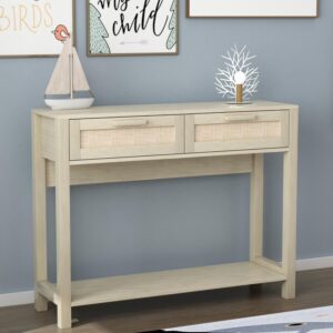 sofa table behind couch table for hallway, entryway, rattan 2-drawer console table, entryway table foyer table for entryway, front hall, hallway, sofa, couch,coffee bar, kitchen w39.4 x d11.8 x h29 in