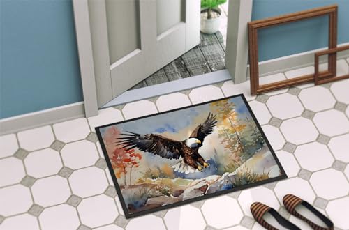 Caroline's Treasures DAC3213MAT Eagle Doormat Front Door Mat Indoor Outdoor Rugs for Entryway, Non Slip Washable Low Pile, 18H X 27W