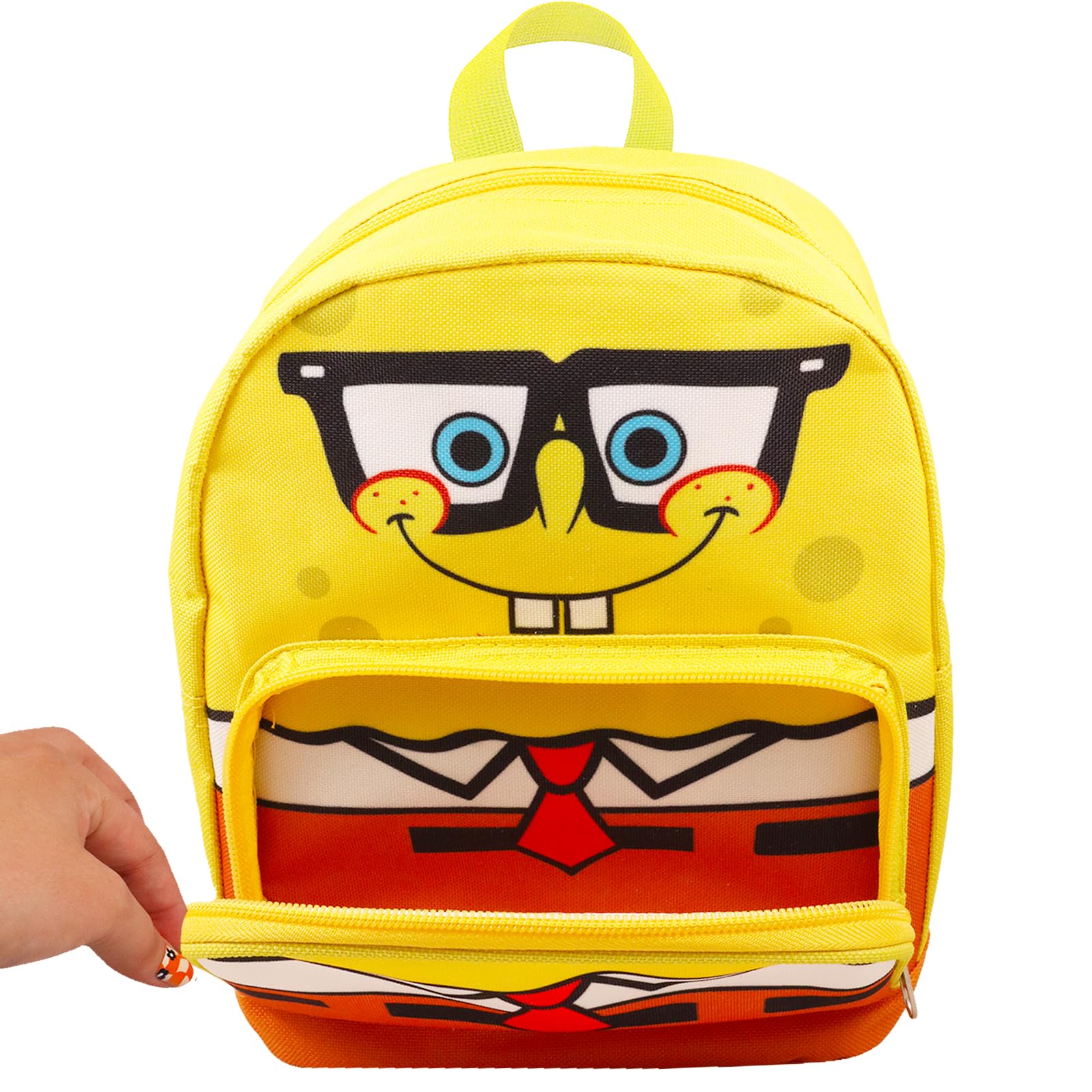 SpongeBob SquarePants Spongebob Mini Backpack for Teens - 10” Canvas Backpack with Front Pocket Plus Bookmark | Spongebob Backpack Purse Bundle