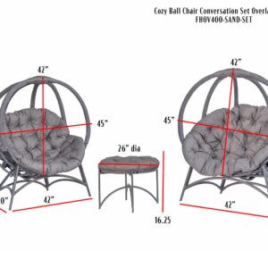 FlowerHouse FHOV400-SAND-SET Cozy Ball Chair Overland Sand Conversation Set