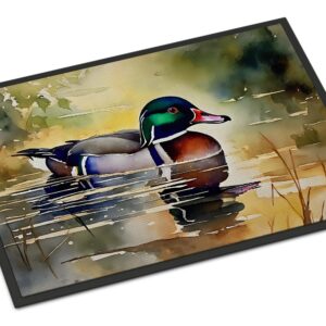 Caroline's Treasures DAC3281MAT Wood Duck Doormat Front Door Mat Indoor Outdoor Rugs for Entryway, Non Slip Washable Low Pile, 18H X 27W