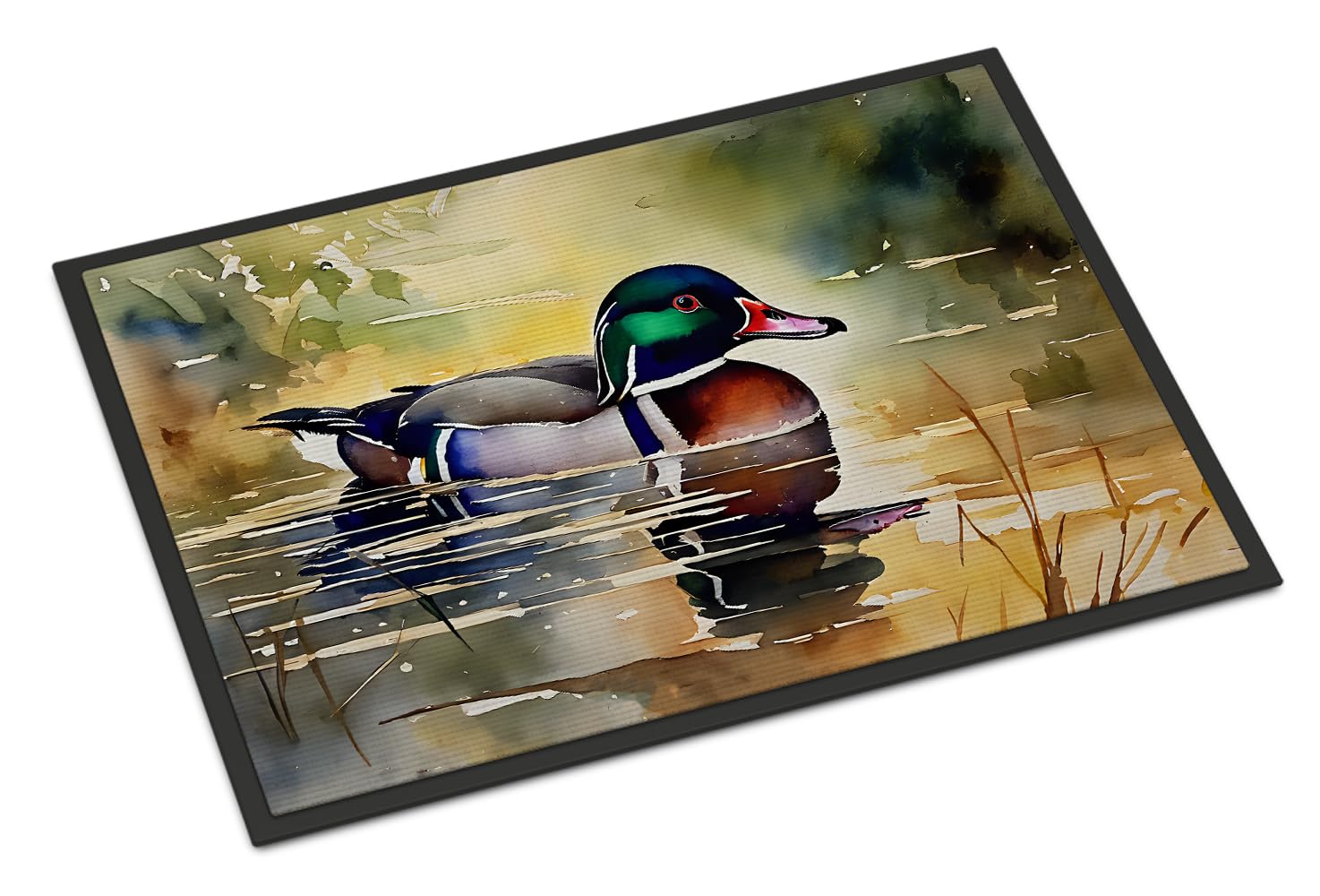 Caroline's Treasures DAC3281MAT Wood Duck Doormat Front Door Mat Indoor Outdoor Rugs for Entryway, Non Slip Washable Low Pile, 18H X 27W