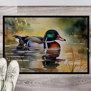 Caroline's Treasures DAC3281MAT Wood Duck Doormat Front Door Mat Indoor Outdoor Rugs for Entryway, Non Slip Washable Low Pile, 18H X 27W