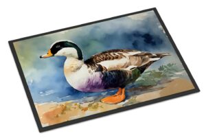 caroline's treasures dac3204mat common eider duck doormat front door mat indoor outdoor rugs for entryway, non slip washable low pile, 18h x 27w