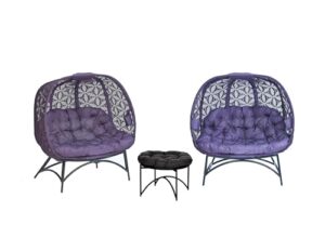 flowerhouse fhpc400-fol-set cozy pumpkin loveseat flower of life conversation set, purple