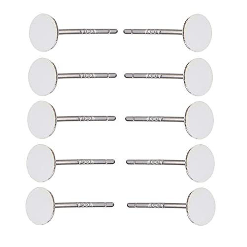 Milageto 20pc Sterling Silver Earrings Stud Posts with Stud Earring - Sliver, 6mm, 3mm