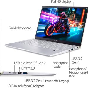 Acer Swift X 14" FHD 100% sRGB Slim Laptop, AMD Ryzen 5 5600U, NVIDIA GeForce RTX 3050, Backlit Keyboard, Wi-Fi 6, Windows 11 Home, w/HDMI (8GB LPDDR4X RAM | 2TB PCIe SSD)