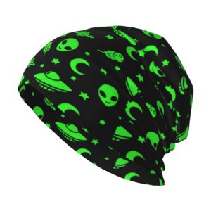 jzdach slouchy men's cool beanie slouch cap baggy hip-hop winter for green alien moon spaceships planet black hat winter hats for men and women warm daily lightweight cap