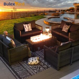 BULEXYARD 2 Person PE Rattan Patio Loveseat Sofa with Extra Thick Cushions,Grey Large Modern Luxury 2 Seats Wicker Conversation Sectional Outdoor Furniture Set for Balcony,Deck,Garden