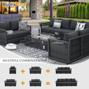 BULEXYARD 2 Person PE Rattan Patio Loveseat Sofa with Extra Thick Cushions,Grey Large Modern Luxury 2 Seats Wicker Conversation Sectional Outdoor Furniture Set for Balcony,Deck,Garden