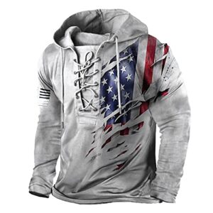 vintage sweatshirt hunting clothes for men casual y2k lace up long sleeve hoodies streetwear big and tall vintage sweatshirt pullover camo hoodie men(b-white,xxl)