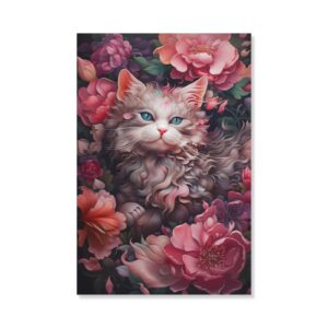 fxluxar cat wall art blooming cat abstract art decor frameless canvas print cat creature painting modern home decor bathroom living room bathroom bedroom (unframed,20x30inch)