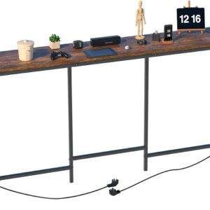 DDJ Console Table with Outlets, 11.8" D x 70.8" W x 32.6" H Behind Couch Table Skinny, Entryway Table with a Small Table, Long Sofa Table, Hallway Table