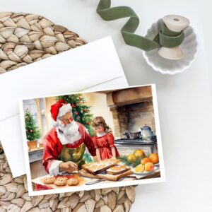 Caroline's Treasures DAC3311GCA7P Cookies with Santa Claus Greeting Cards Pack of 8 Blank Cards with Envelopes Whimsical A7 Size 5x7 Blank Note Cards