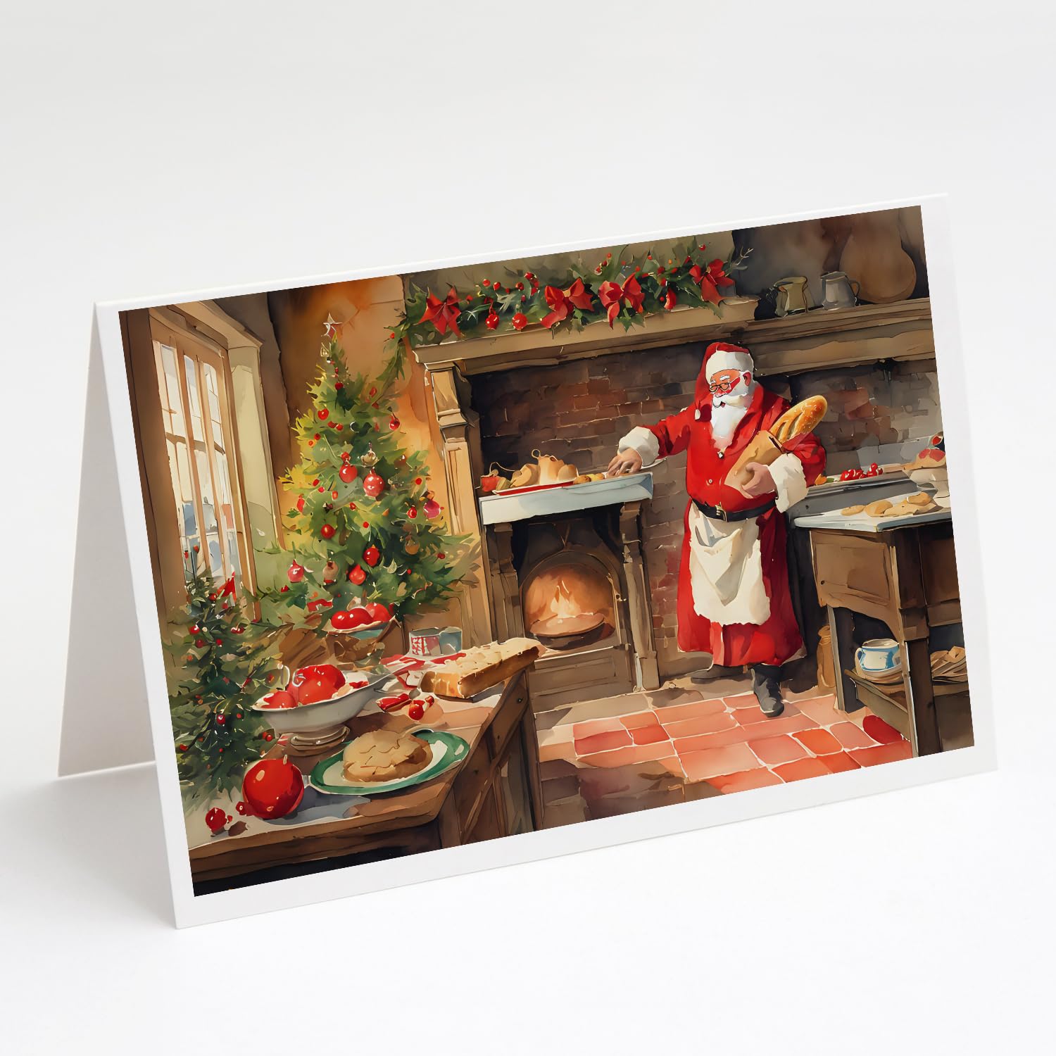 Caroline's Treasures DAC3312GCA7P Cookies with Santa Claus Greeting Cards Pack of 8 Blank Cards with Envelopes Whimsical A7 Size 5x7 Blank Note Cards