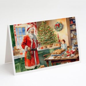 caroline's treasures dac3303gca7p cookies with santa claus papa noel greeting cards pack of 8 blank cards with envelopes whimsical a7 size 5x7 blank note cards