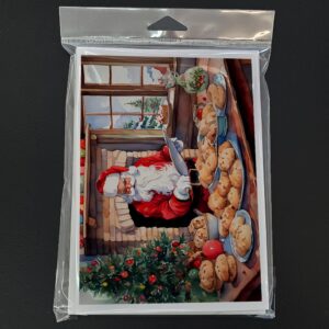 Caroline's Treasures DAC3285GCA7P Cookies with Santa Claus Greeting Cards Pack of 8 Blank Cards with Envelopes Whimsical A7 Size 5x7 Blank Note Cards