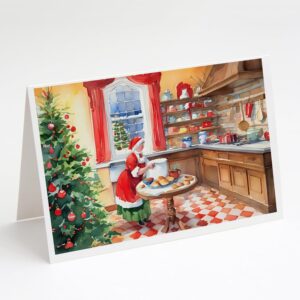 caroline's treasures dac3297gca7p cookies with santa claus mrs. claus greeting cards pack of 8 blank cards with envelopes whimsical a7 size 5x7 blank note cards