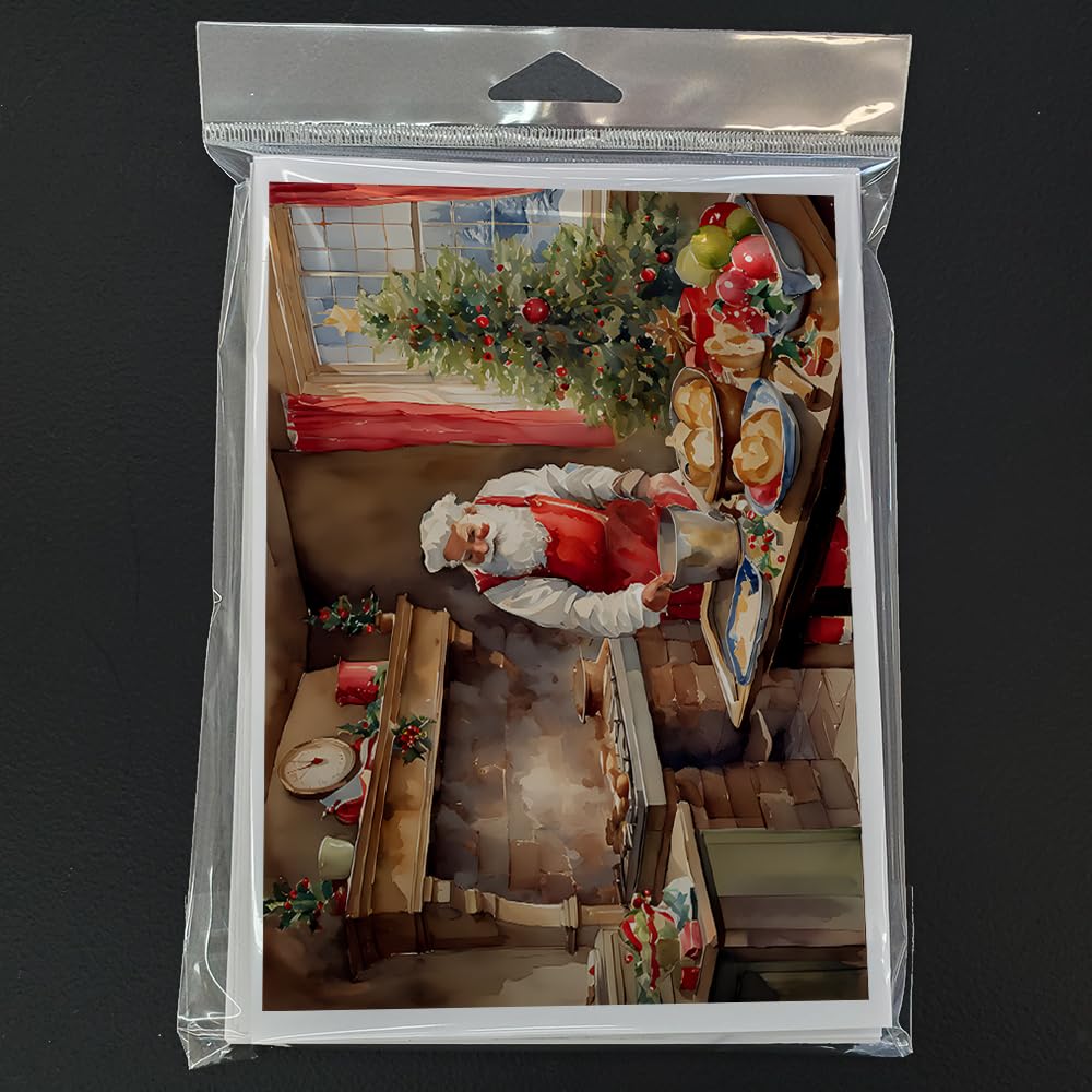 Caroline's Treasures DAC3316GCA7P Cookies with Santa Claus Greeting Cards Pack of 8 Blank Cards with Envelopes Whimsical A7 Size 5x7 Blank Note Cards