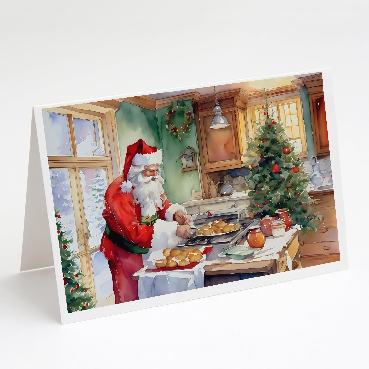 Caroline's Treasures DAC3294GCA7P Cookies with Santa Claus Father Christmas Greeting Cards Pack of 8 Blank Cards with Envelopes Whimsical A7 Size 5x7 Blank Note Cards