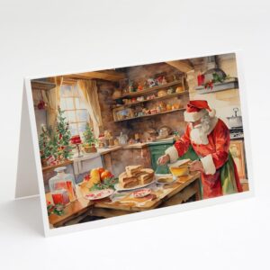 caroline's treasures dac3302gca7p cookies with santa claus papa noel greeting cards pack of 8 blank cards with envelopes whimsical a7 size 5x7 blank note cards