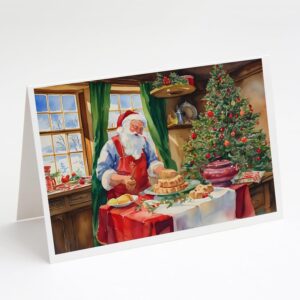 caroline's treasures dac3304gca7p cookies with santa claus papa noel greeting cards pack of 8 blank cards with envelopes whimsical a7 size 5x7 blank note cards