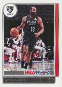 2021-22 nba hoops #67 james harden brooklyn nets official panini basketball card (stock photo shown, card is straight from pack and box in raw ungraded condition)