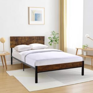 megachunk modern style black twin size metal bed frame, sturdy system for durability, noise-free, no box spring needed, ideal for all mattress types