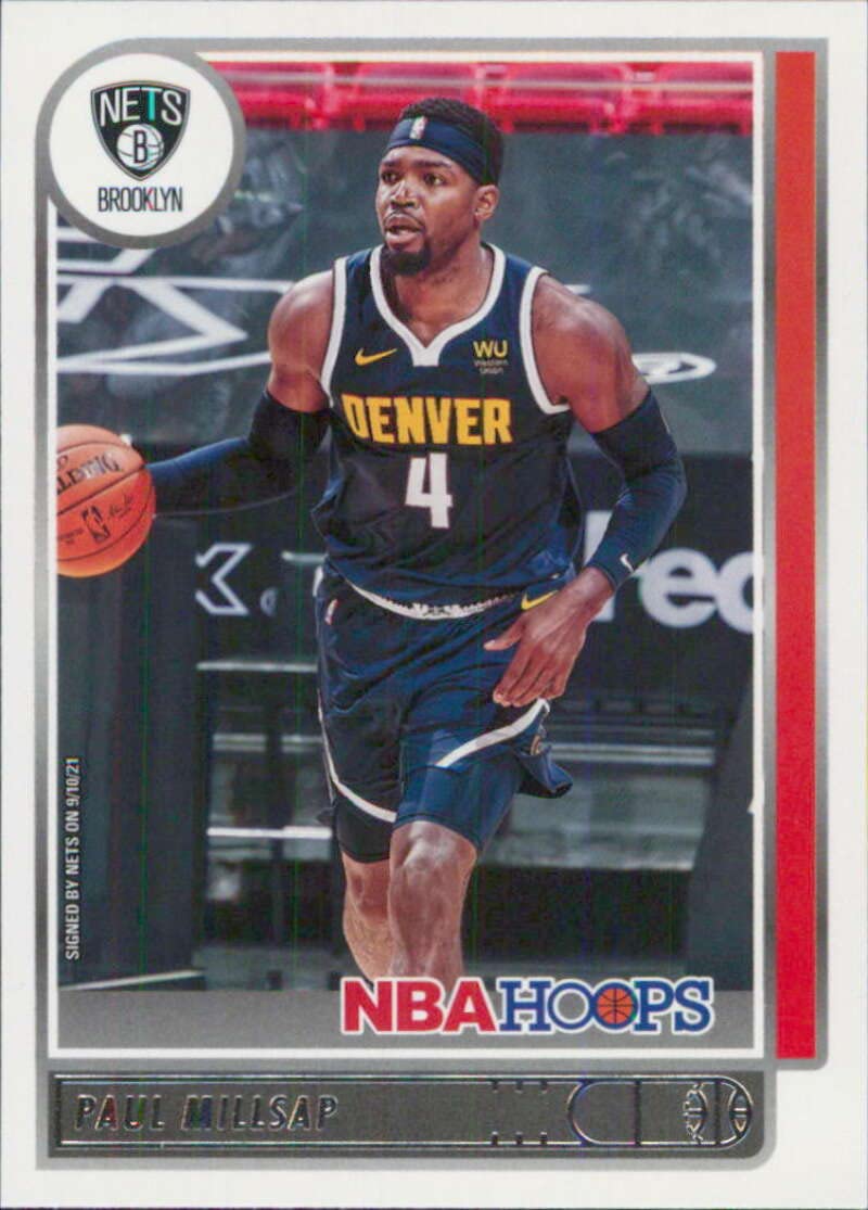 2021-22 NBA Hoops #41 Paul Millsap Brooklyn Nets Official Panini Basketball Card (Stock Photo Shown, card is straight from Pack and Box in Raw Ungraded Condition)