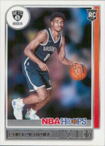 2021-22 nba hoops #231 cameron thomas rc rookie brooklyn nets official panini basketball card (stock photo shown, card is straight from pack and box in raw ungraded condition)