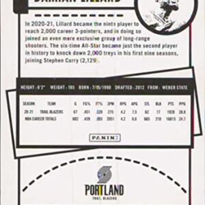 2021-22 NBA Hoops #61 Damian Lillard Portland Trail Blazers Official Panini Basketball Card (Stock Photo Shown, card is straight from Pack and Box in Raw Ungraded Condition)