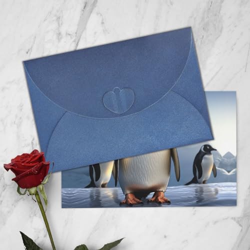 VducK Birthday Cards Penguin Printed Blank Cards Greeting Card With Envelopes Funny Thank You Card For All Occasions Wedding