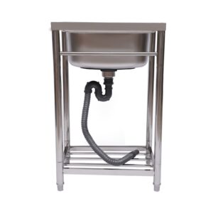 Stainless Steel Single Basin Commercial Kitchen Sink Vanity Multipurpose Sink for Restaurant, Laundry Room, Backyard, Garages 21.65x17.72x33.46in