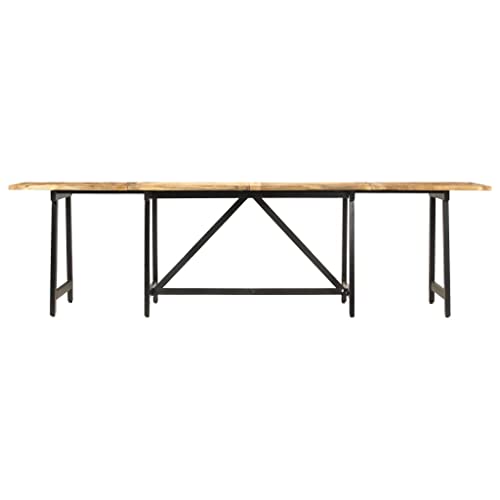 VRAXO Extendable Dining Table 110.2"x31.5"x29.5" Solid Mango Wood,Kitchen & Dining Room Tables-132.31lbs