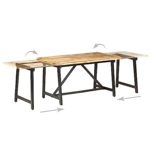 VRAXO Extendable Dining Table 110.2"x31.5"x29.5" Solid Mango Wood,Kitchen & Dining Room Tables-132.31lbs