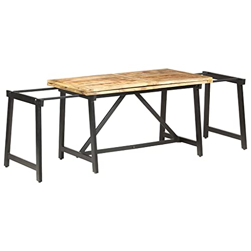 VRAXO Extendable Dining Table 110.2"x31.5"x29.5" Solid Mango Wood,Kitchen & Dining Room Tables-132.31lbs