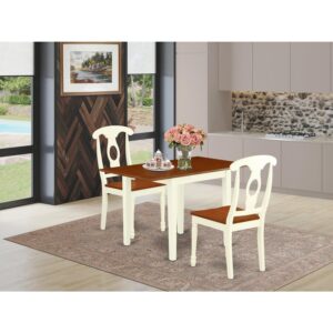 homestock lakeside living 3pc modern dining table set consists of a dining table and 2 kitchen chairs with hard wood seat and napoleon back, buttermilk and cherry finish