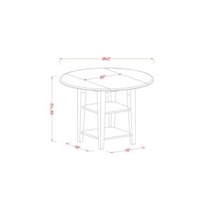 HomeStock Artisanal Artistry Furniture Suga5-Lwh-35 5-Piece Round Dining Table Set- 4 Dining Chairs and Kitchen Drops Leaf Dining Table Solid Wood Frame -High Back & Linen White Finish