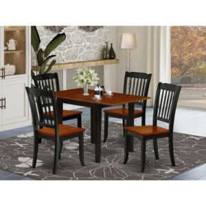 homestock african artifacts kitchen table set 5 pcs- 4 excellent kitchen dining chairs and an attractive breakfast table - cherry finish hardwood chair seat and table top - black finish wooden frame.