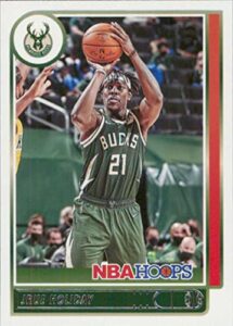 2021-22 nba hoops #113 jrue holiday milwaukee bucks official panini basketball card (stock photo shown, card is straight from pack and box in raw ungraded condition)