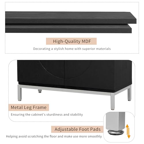 Modern Console Table with olid Wood Veneer and Metal Leg Frame,Entryway Table Sofa Table Cabinet for Living Room, Bedroom, Hallway and Foyer(Black)